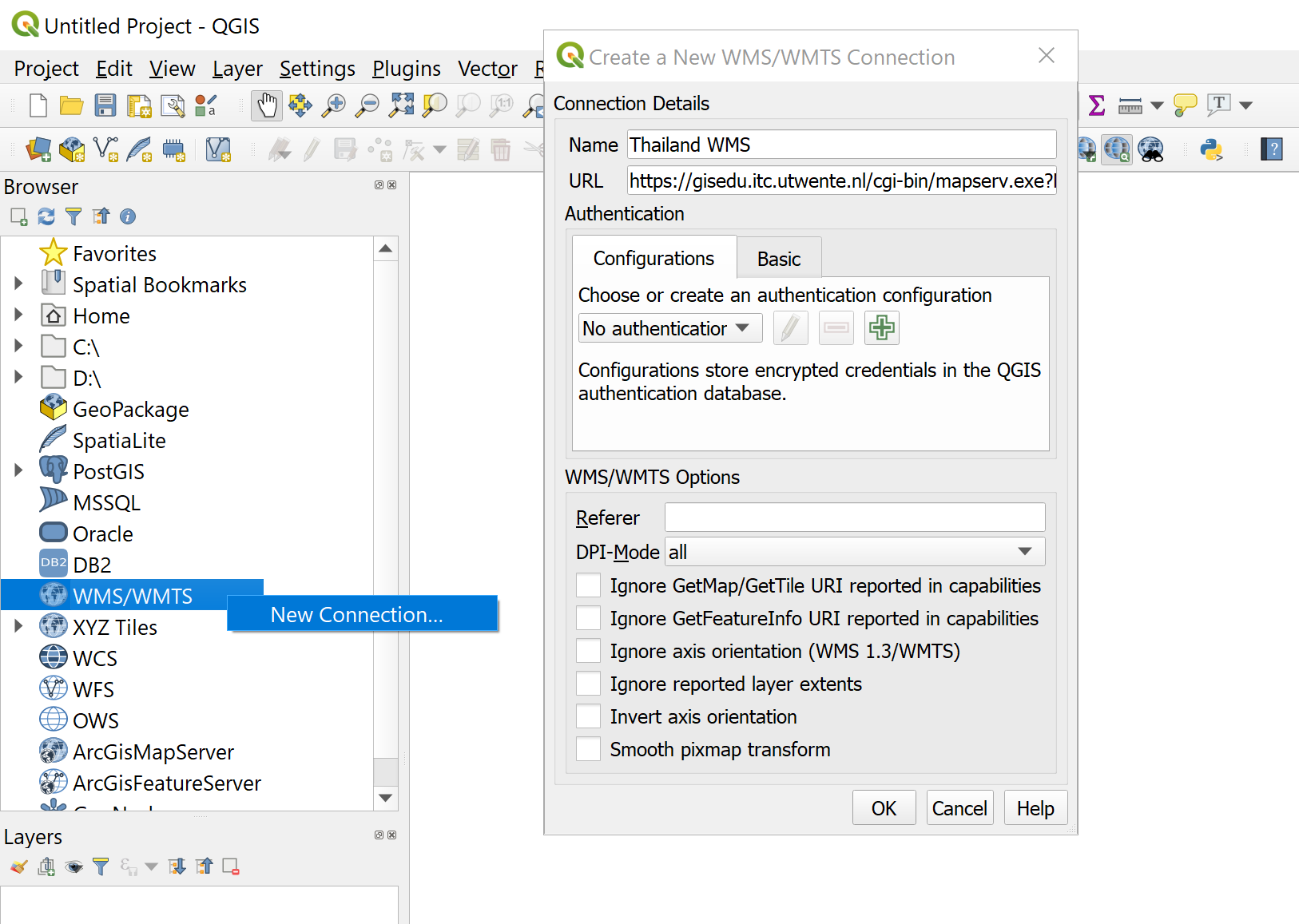Adding a WMS to QGIS